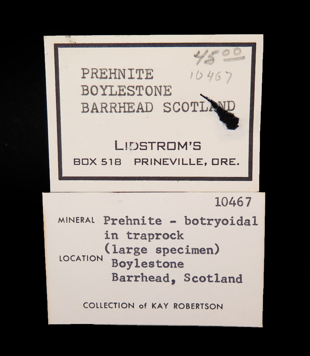 Prehnite (classic Scotland) Robertson Coll. | Boyleston Quarry ...