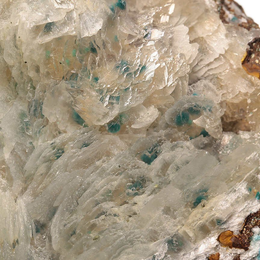 Rosasite and Malachite included in Calcite (classic material) | Ojuela ...