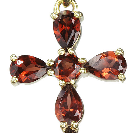 Cross Pendant, Rhodolite in Gold | N/A