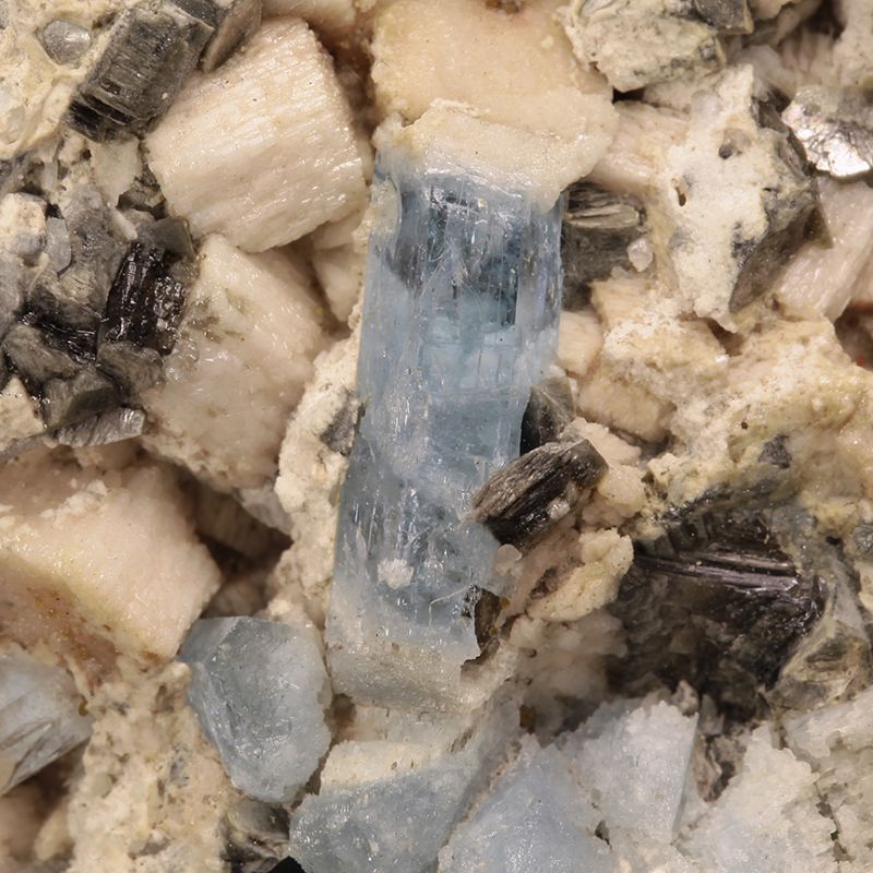 Aquamarine (rich color) on Microcline (ex Geary Murdock Collection ...