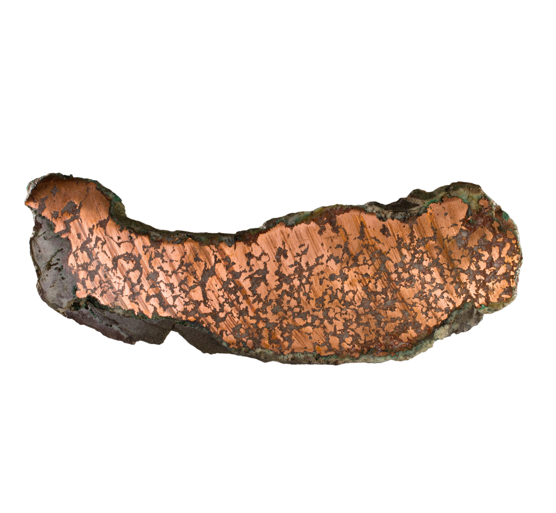 Large polished Copper glacial drift slab | Ontonagon County, Michigan