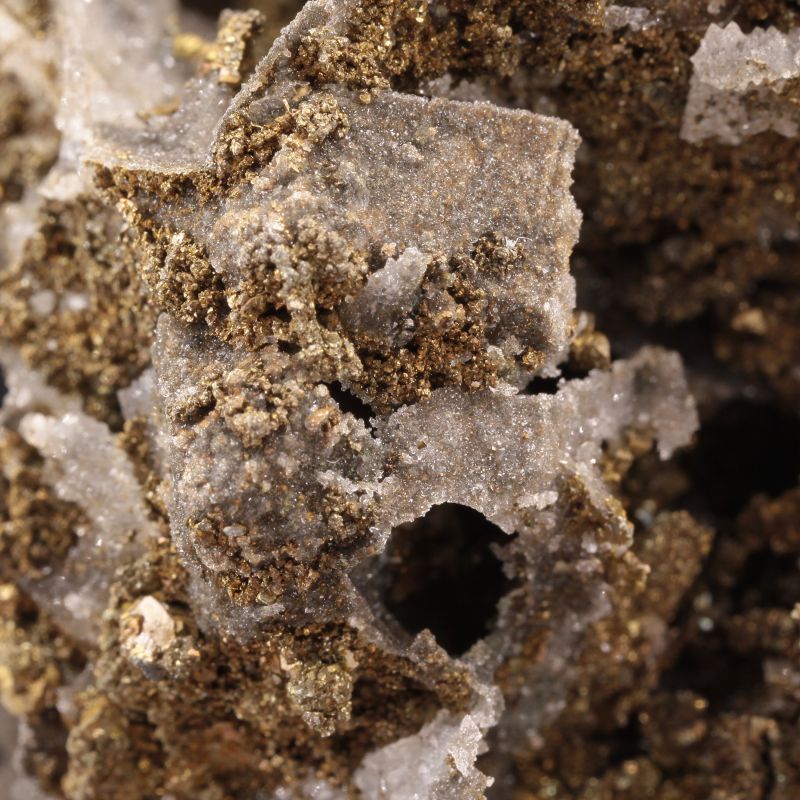 Quartz ''casts'' after Galena with Chalcopyrite and Galena | Casteel Mine (Viburnum No. 35 Mine ...