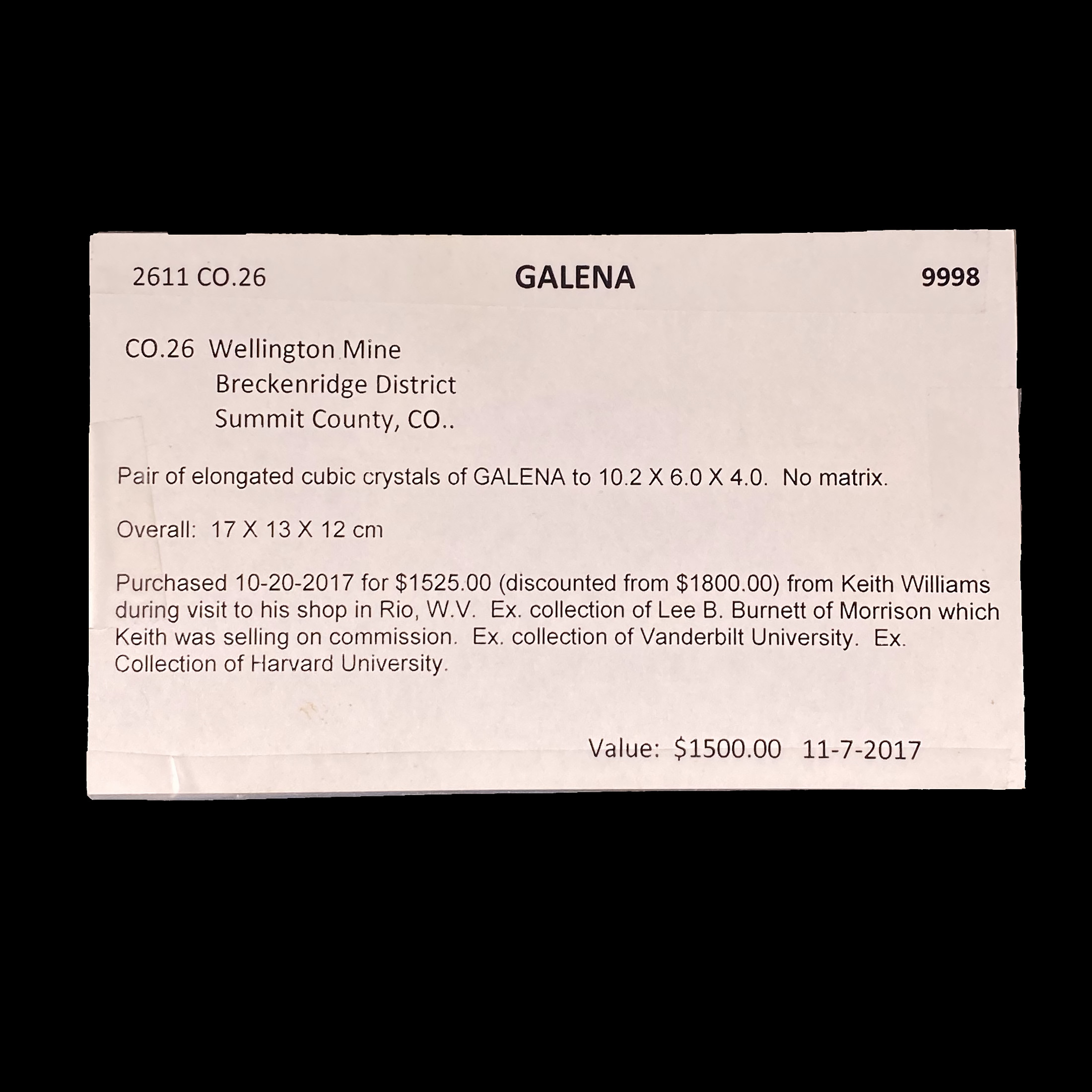 Galena (superb exceptionally RARE locality specimen) | Wellington Mine ...