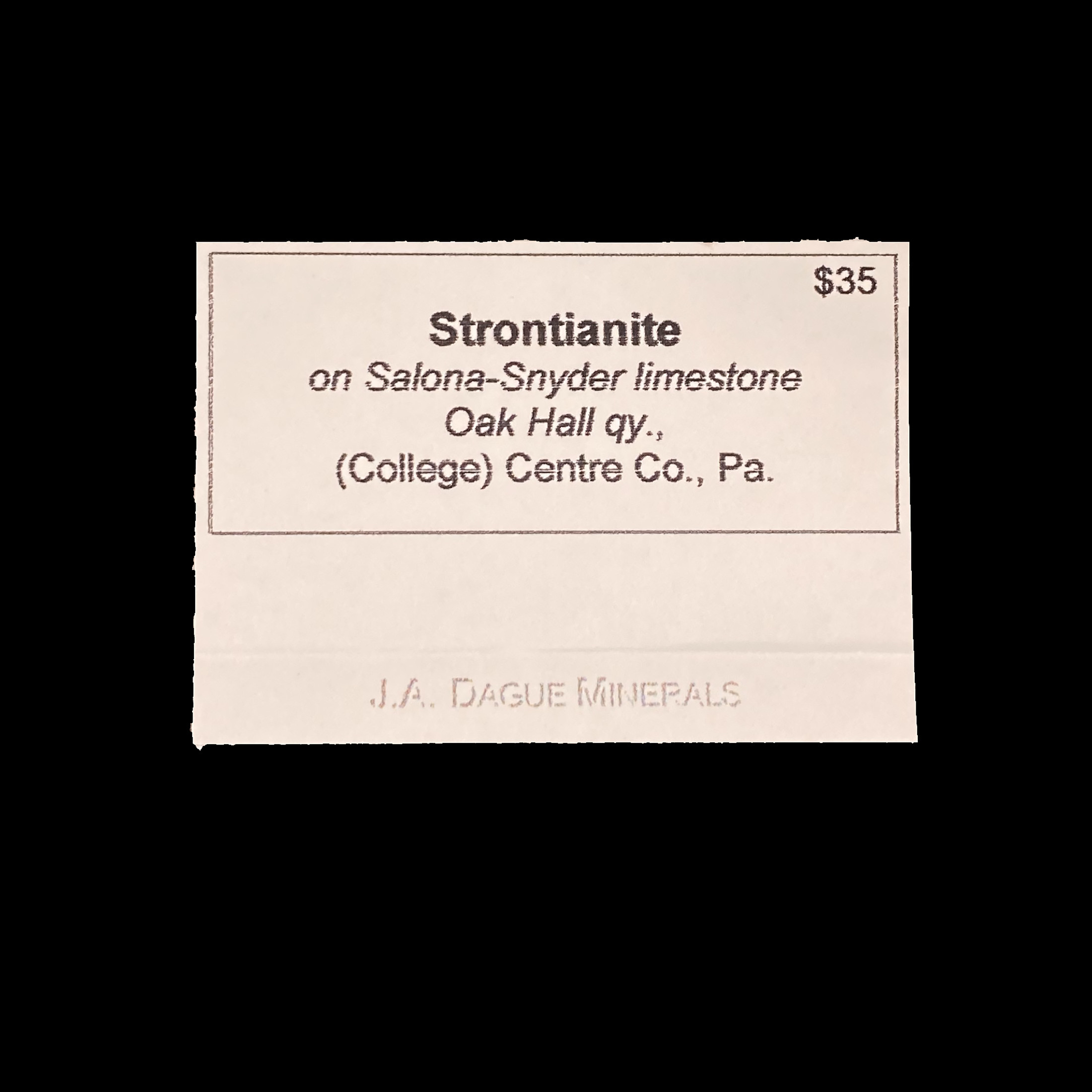 Strontianite (rare locality specimen) | Oak Hall Quarry, College ...