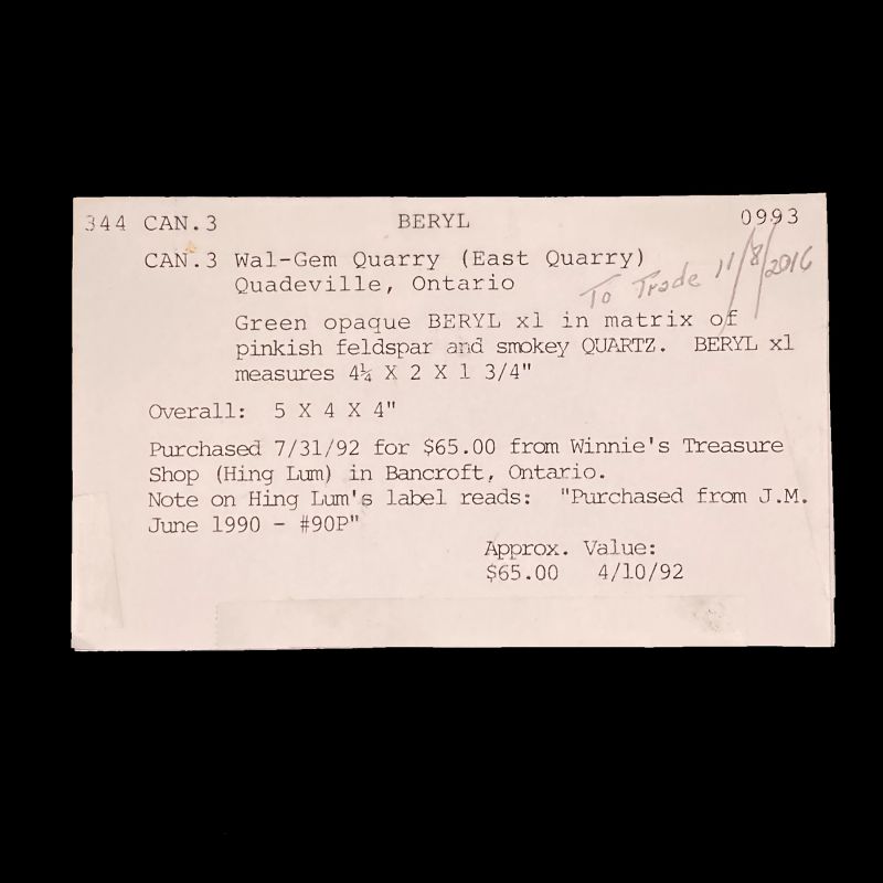 Beryl | Beryl Pit (Wal-Gem Quarry), Quadeville area, Lyndoch Township ...