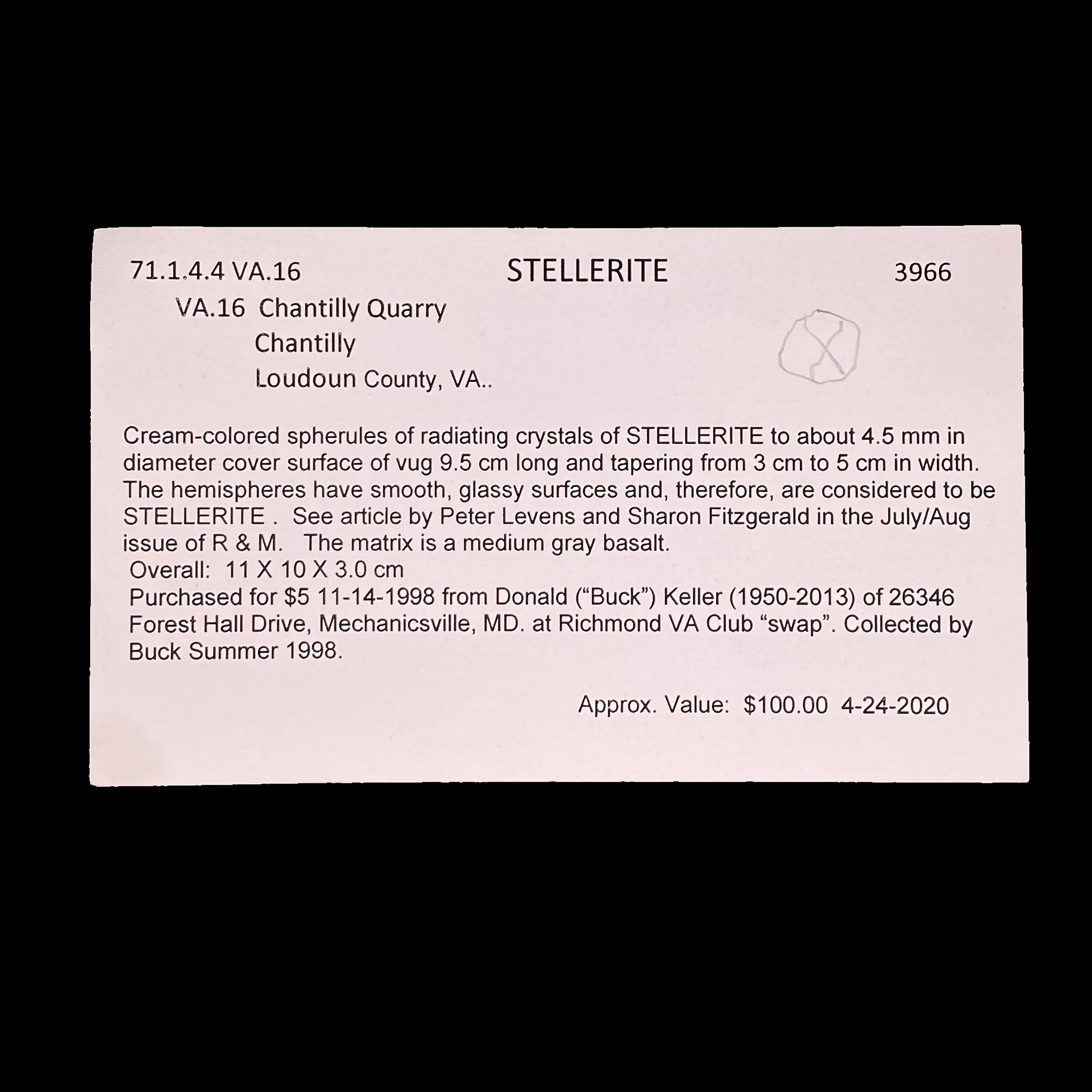 Stellerite (RARE locality specimen) | Chantilly Quarry, Chantilly ...